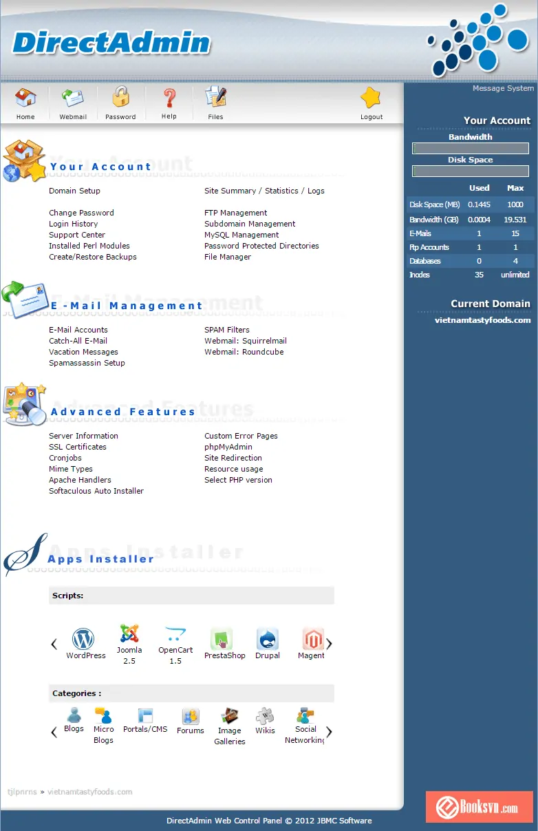 Hướng dẫn cài đặt WordPress trên hosting có DirectAdmin