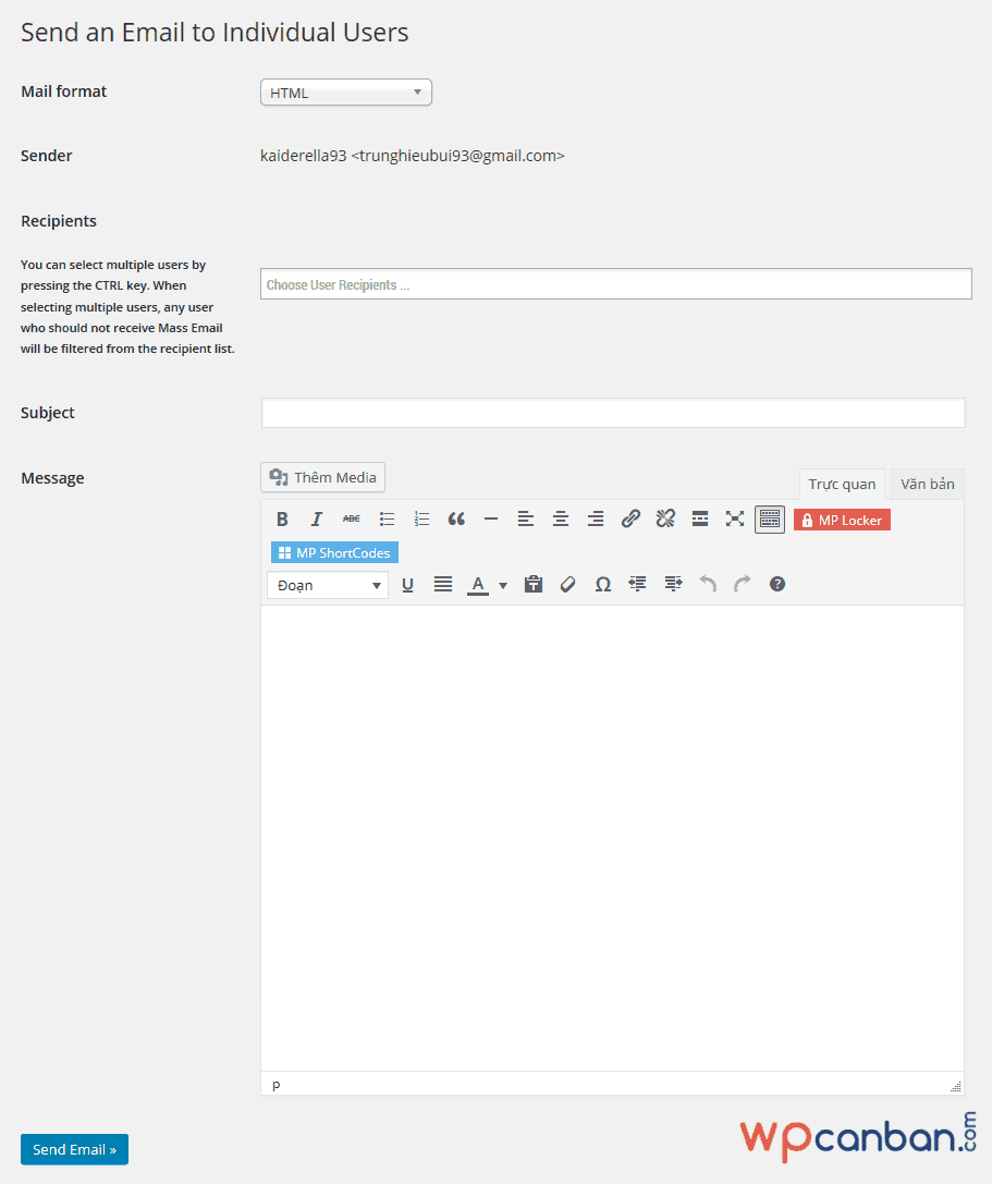 Gửi email cho người dùng WordPress một cách đơn giản