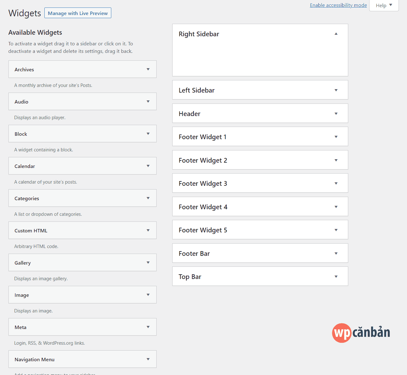 Khôi phục Classic Widgets Editor cho WordPress - WP Căn bản